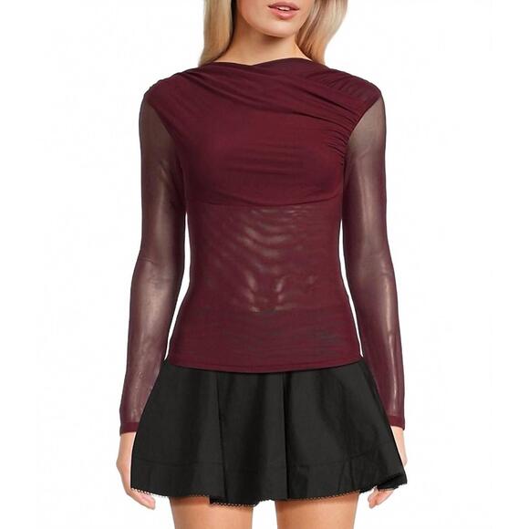 Nia | Tops | New Nia Aria Mesh Long Sleeve Top In Chianti Red | Poshmark
